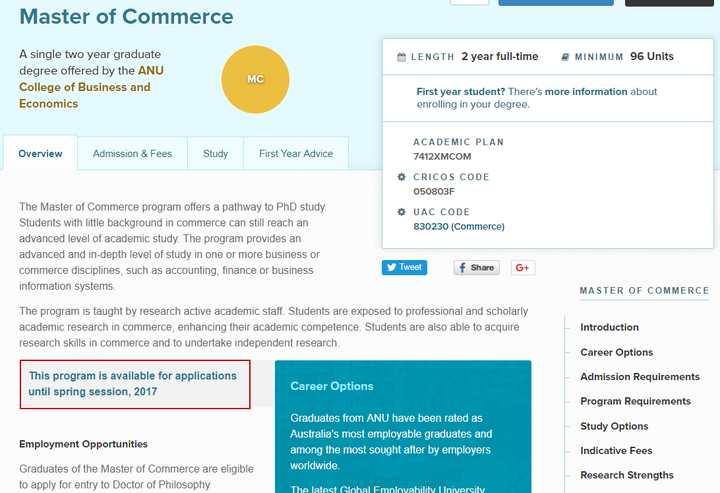 澳大利亚国立大学(ANU)-Master of Commerce - 知乎