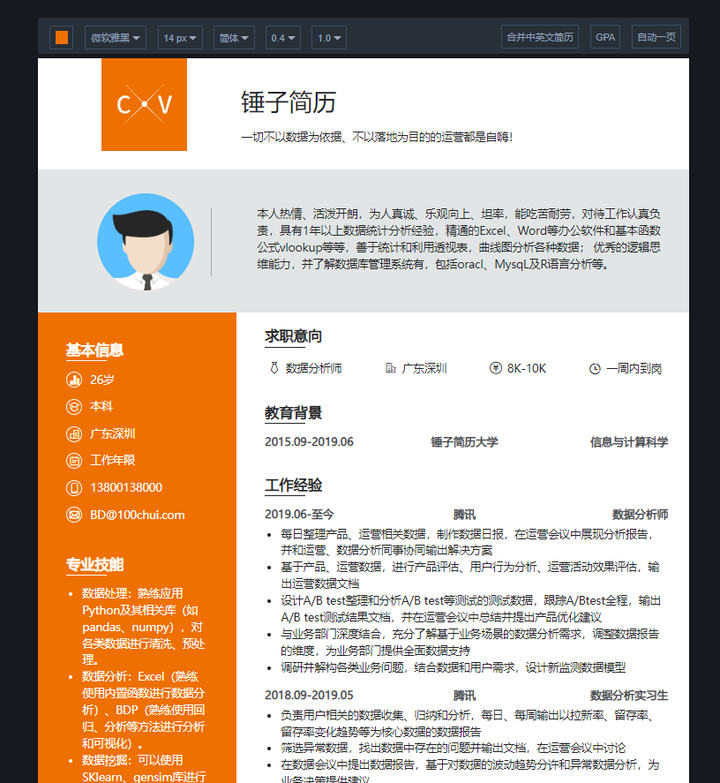 数据分析——简历模板下载专区 知乎